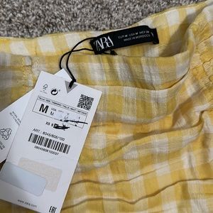 Zara | Skirts | Zara Yellow Checkered Skirt Size Medium New W Tags ...